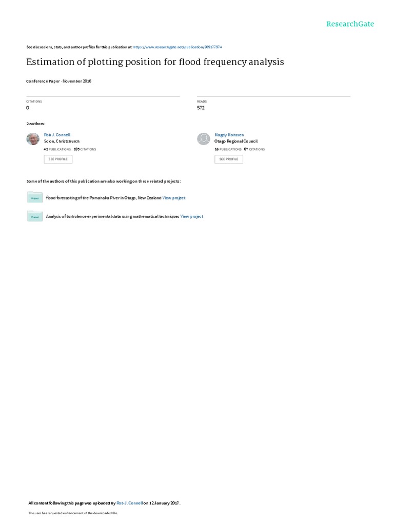 Estimation of Plotting Position For Flood Frequency Analysis | PDF | Mean | Mode (Statistics)