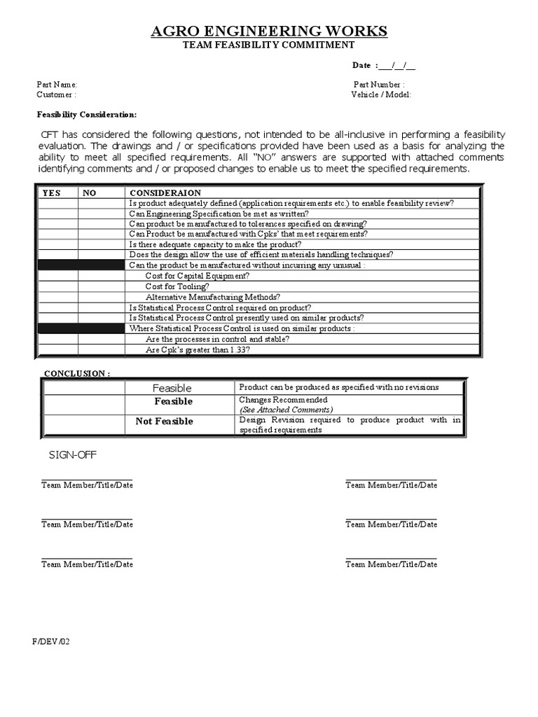 5 Team Feasibility Commitment | PDF | Specification (Technical Standard) | Process Control