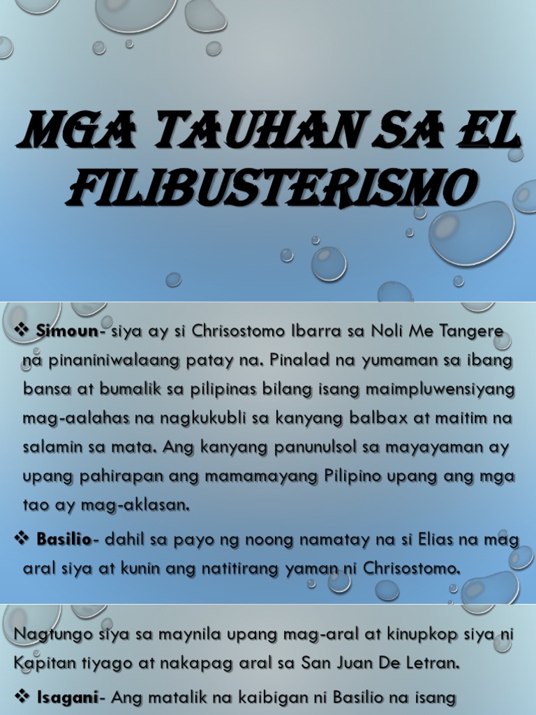 Mga Tauhan Sa El Filibusterismo | PDF
