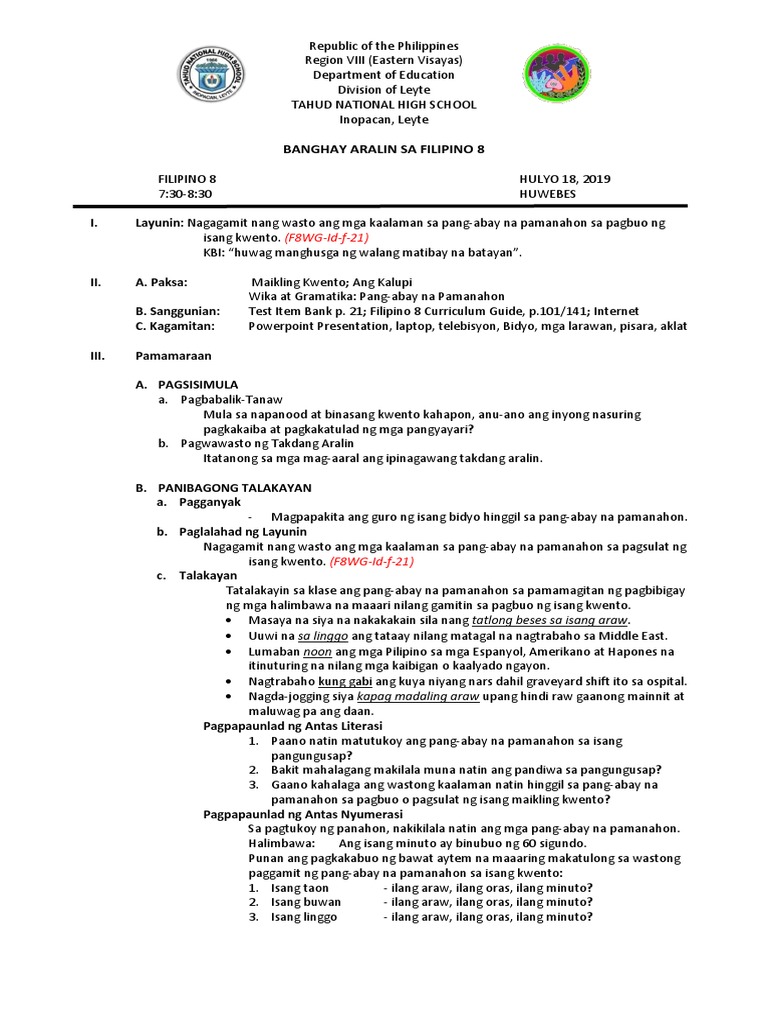 Filipino 8 - Quarter 1 COT | PDF