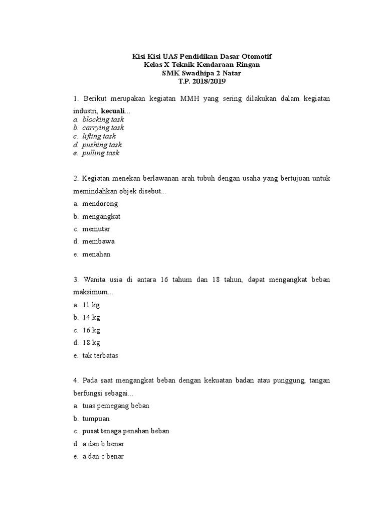 Kisi Kisi SOAL PDO | PDF