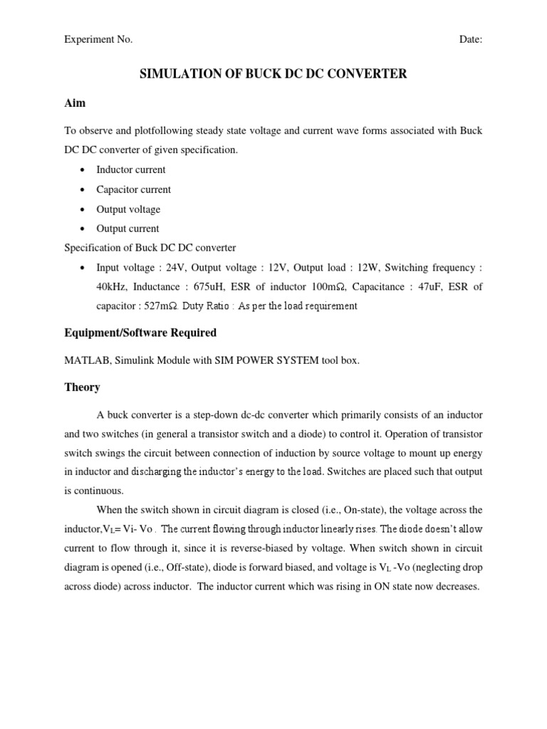 Buck DC-DC Converter Simulation Guide | PDF | Electrical Network | Inductor