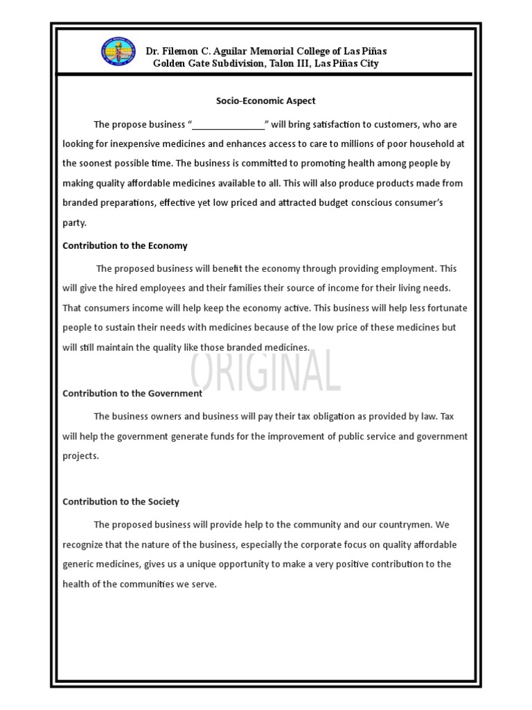 Sample of Socio Economic Aspect | PDF