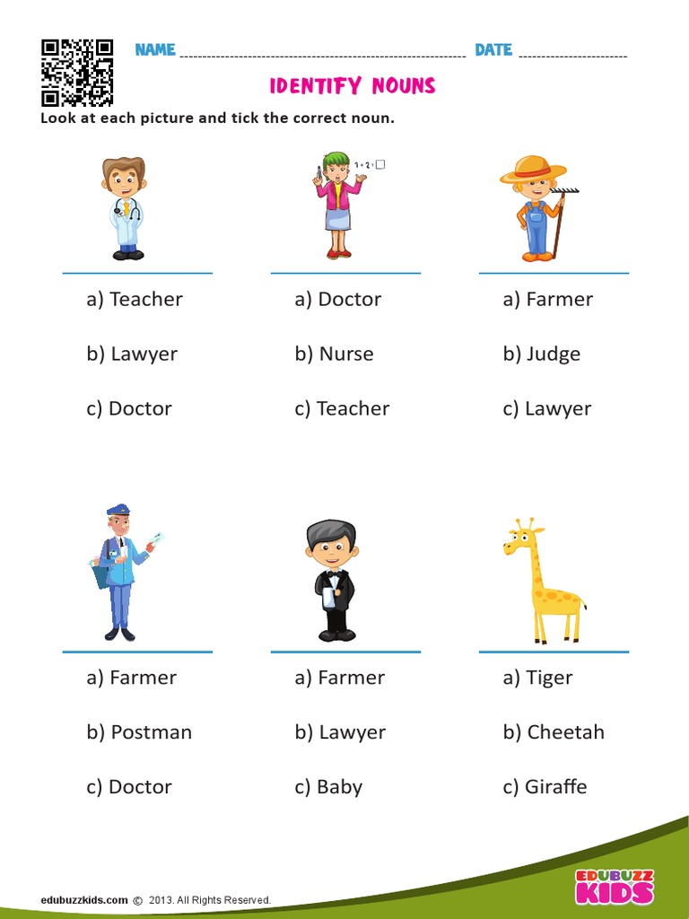 Noun Identification Picture Worksheet | PDF | Wellness | Technology ...