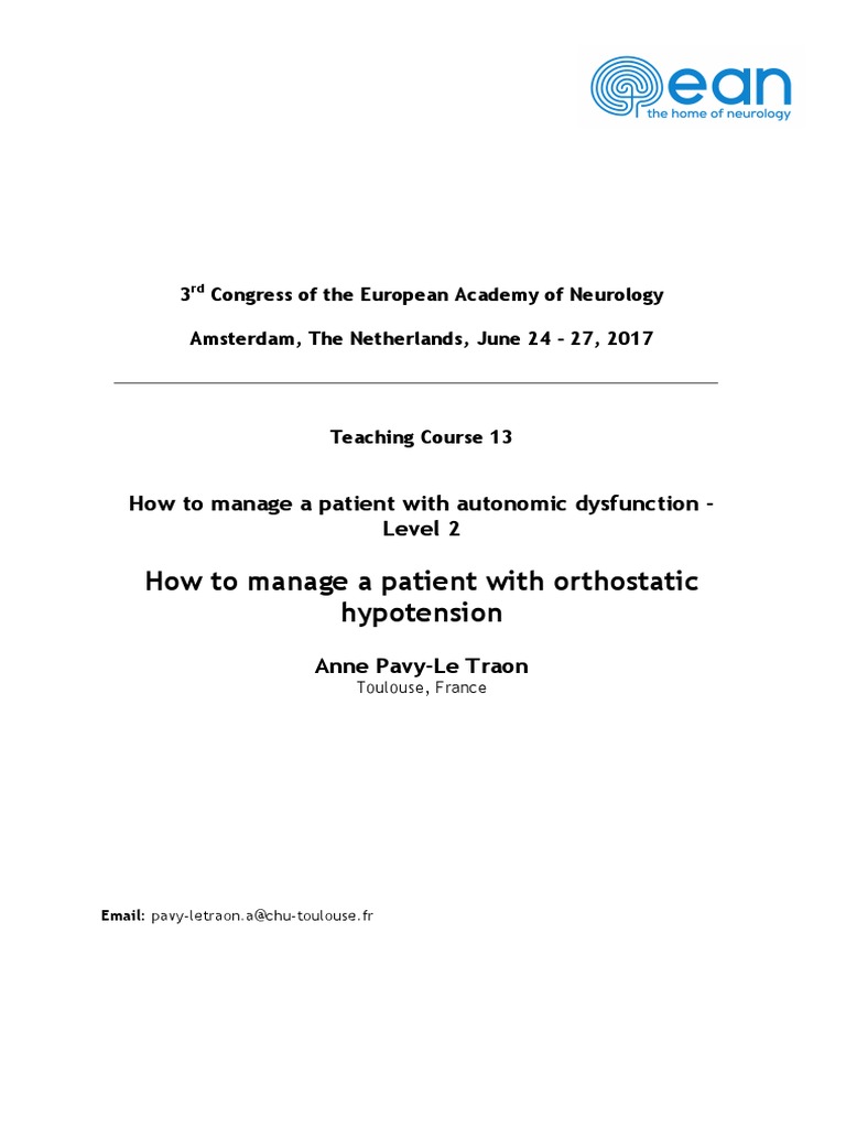 How To Manage A Patient With Orthostatic | PDF | Hypertension | Blood ...
