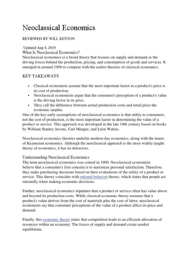 Neoclassical Economics | PDF | Neoclassical Economics | Economics