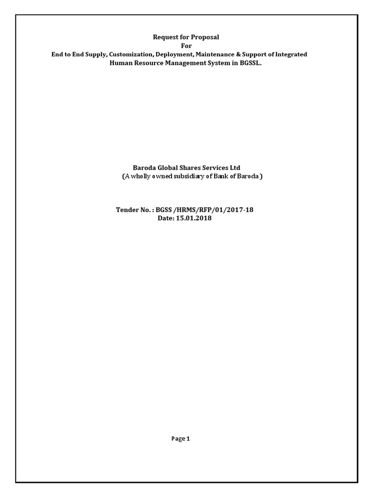 Bgss HRM RFP For Upload | Download Free PDF | Request For Proposal | Specification (Technical ...