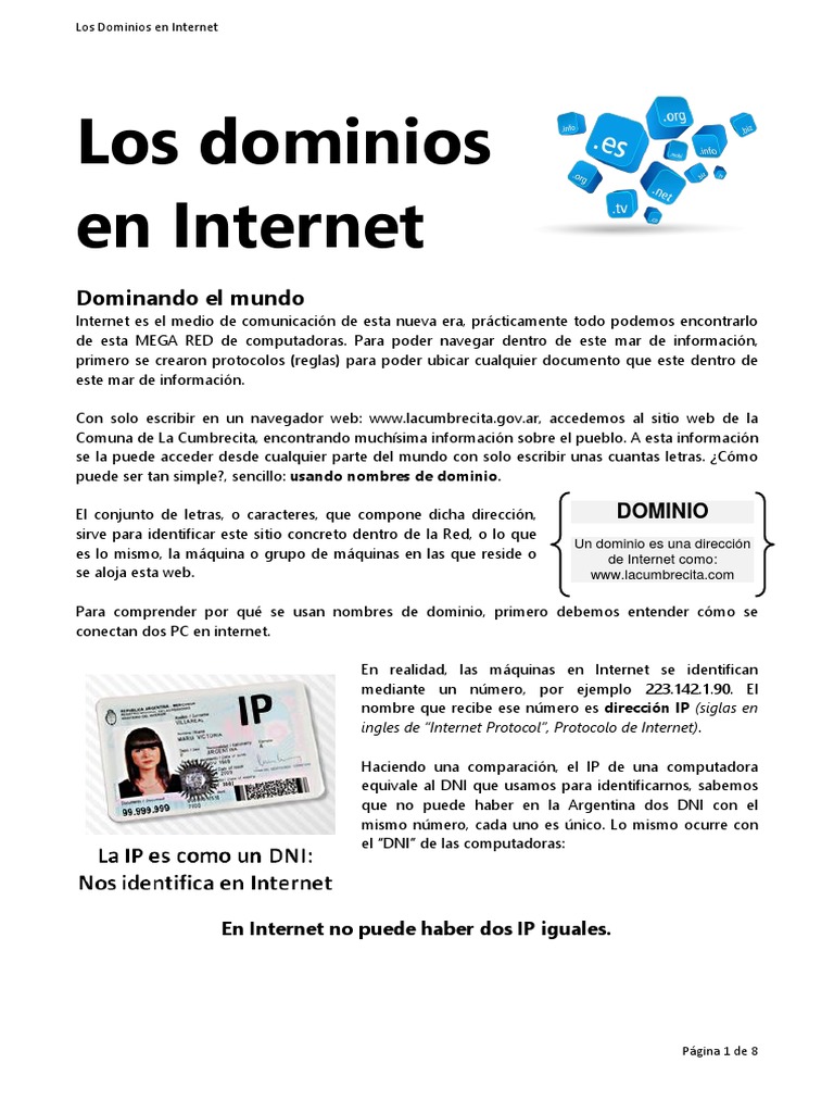 Los Dominios en Internet | PDF | sistema de nombres de dominio | Nombre ...