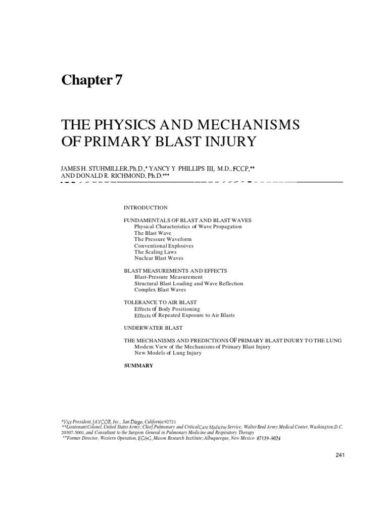 The Physics and Mechanisms of Primary Blast Injury | PDF | Explosion ...
