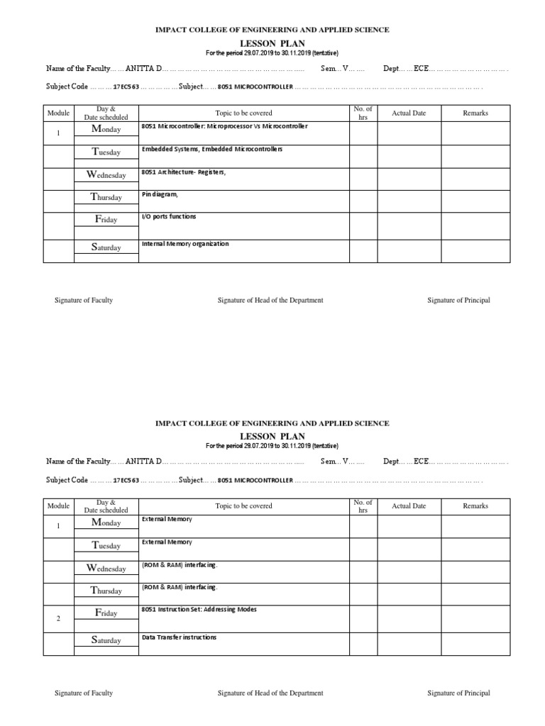Lesson Plan Microcontroller Pdf Microcontroller Electronics