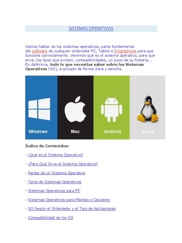 Sistemas Operativos | PDF | Sistema operativo | Computadoras personales