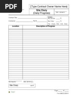 Daily Construction Site Diary Template | PDF | Weather | Weather Events