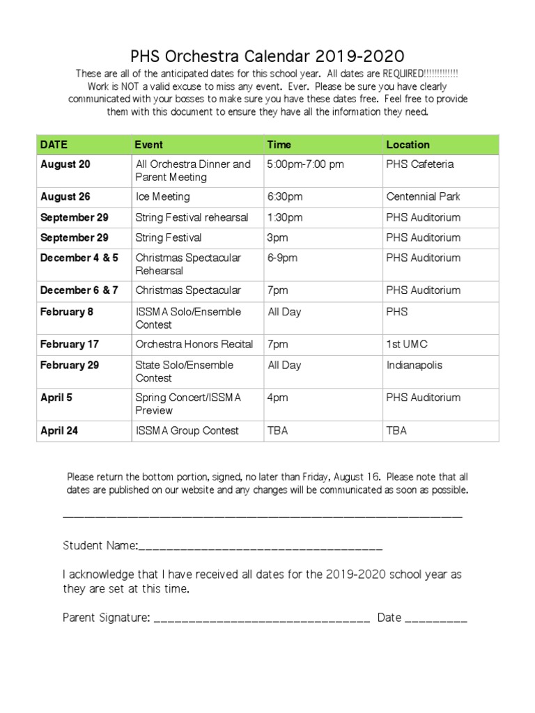 Phs Calendar 19 20 | PDF