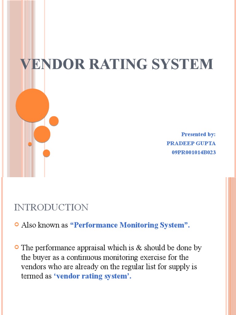 Vendor Rating System - 2 | PDF | Business | Finance & Money Management