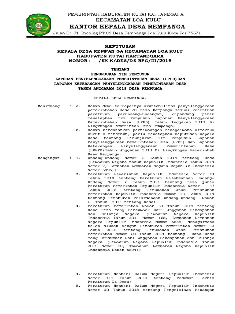 SK Tim Penyusun LPPD | PDF