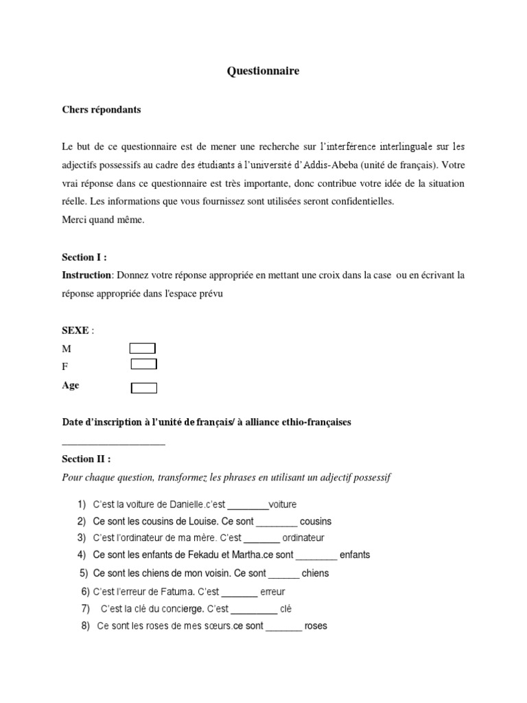 Questionnaire | PDF