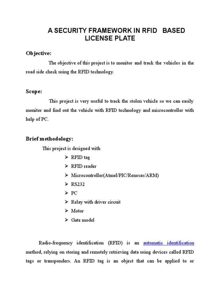 RFID Vehicle Tracking System | PDF | Radio Frequency Identification ...