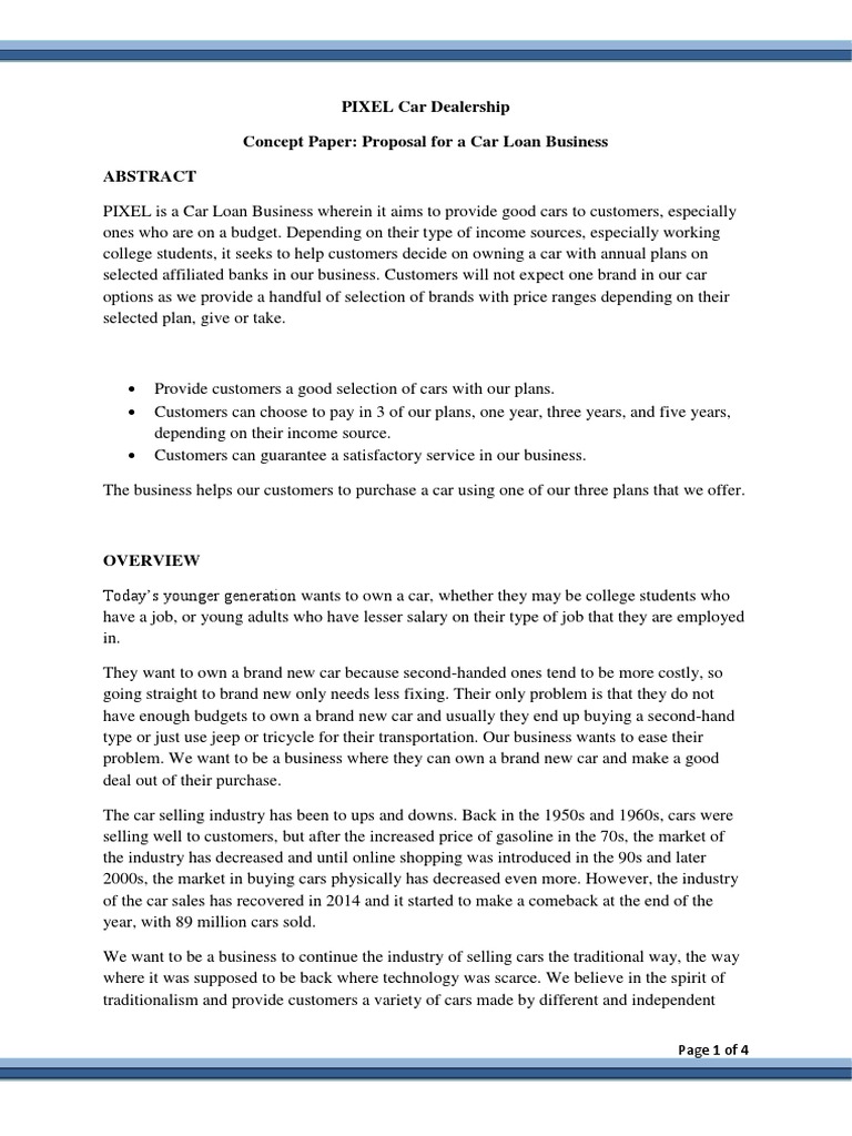 Car Loan Business Concept Proposal | PDF | Brand | Car