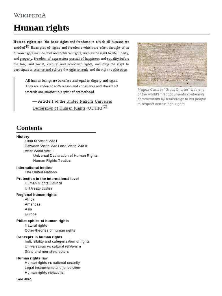 Human Rights: - Article 1 of The United Nations Universal Declaration ...