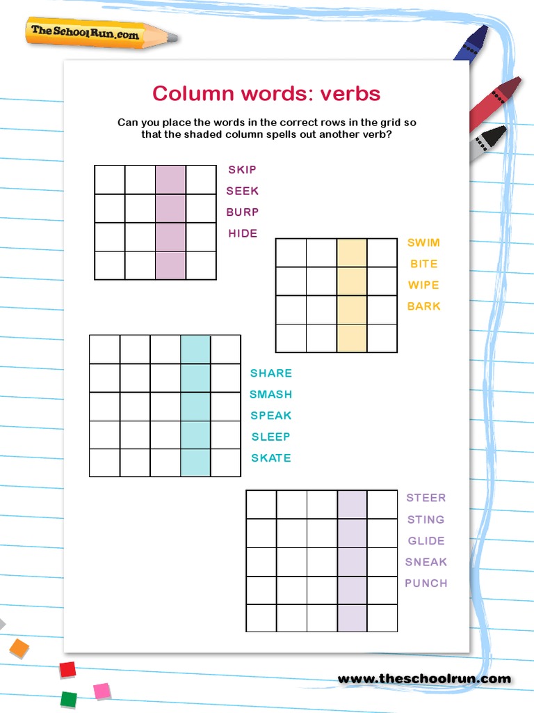 Verb Grid Puzzle Solution | PDF