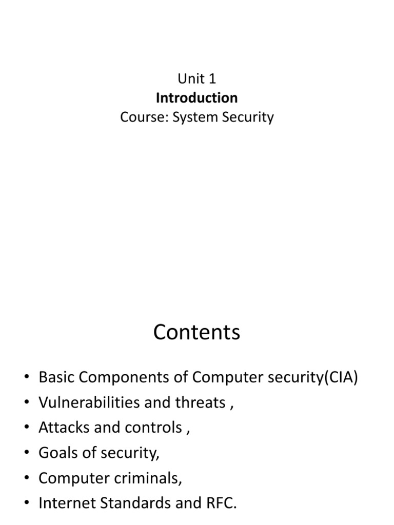 Unit 1 Course: System Security | PDF | Information Security ...
