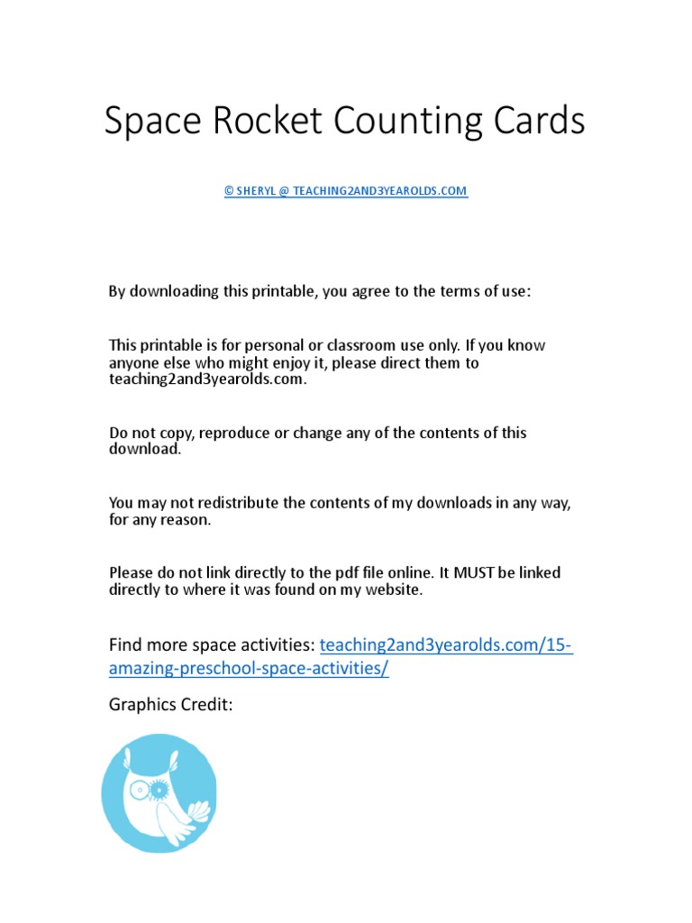 Space Rocket Counting Cards Printable | PDF | Career & Growth