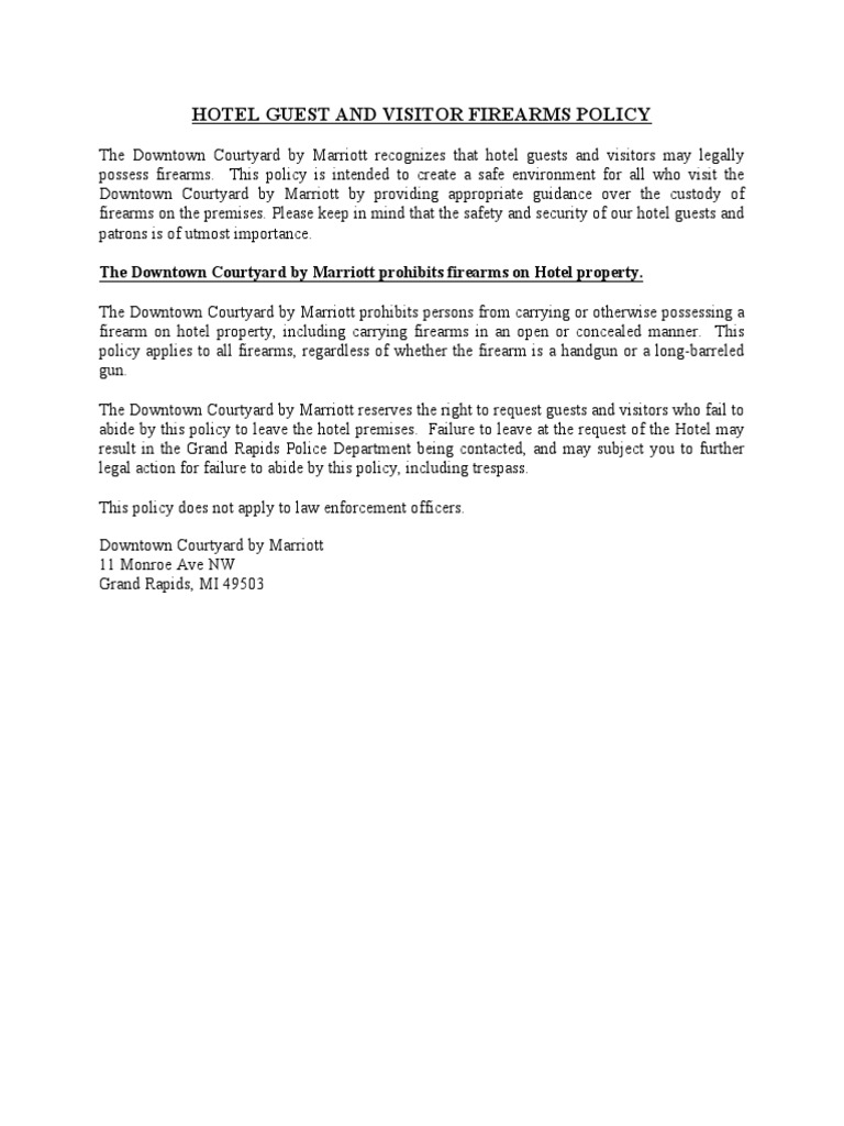 A Safe Environment for All: The Downtown Courtyard by Marriott Firearms ...