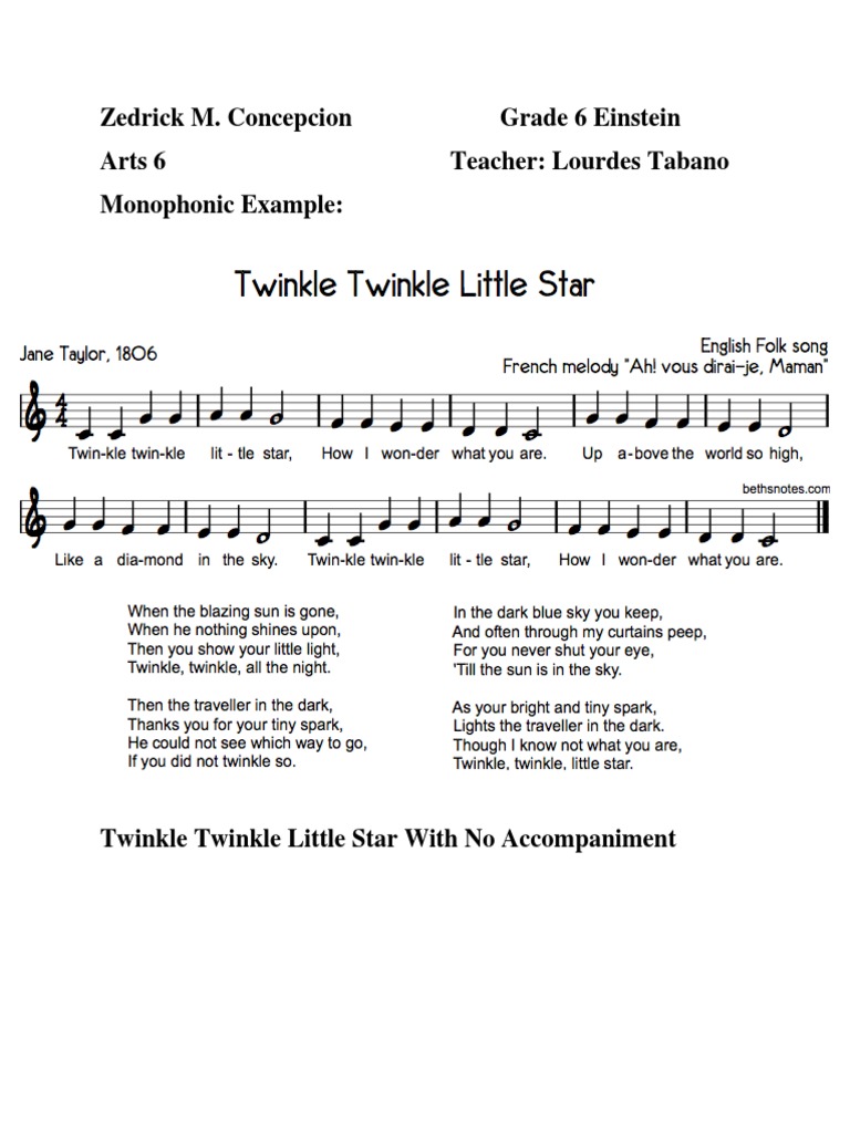 Grade 6 Music Examples: Monophonic, Homophonic, Polyphonic | PDF