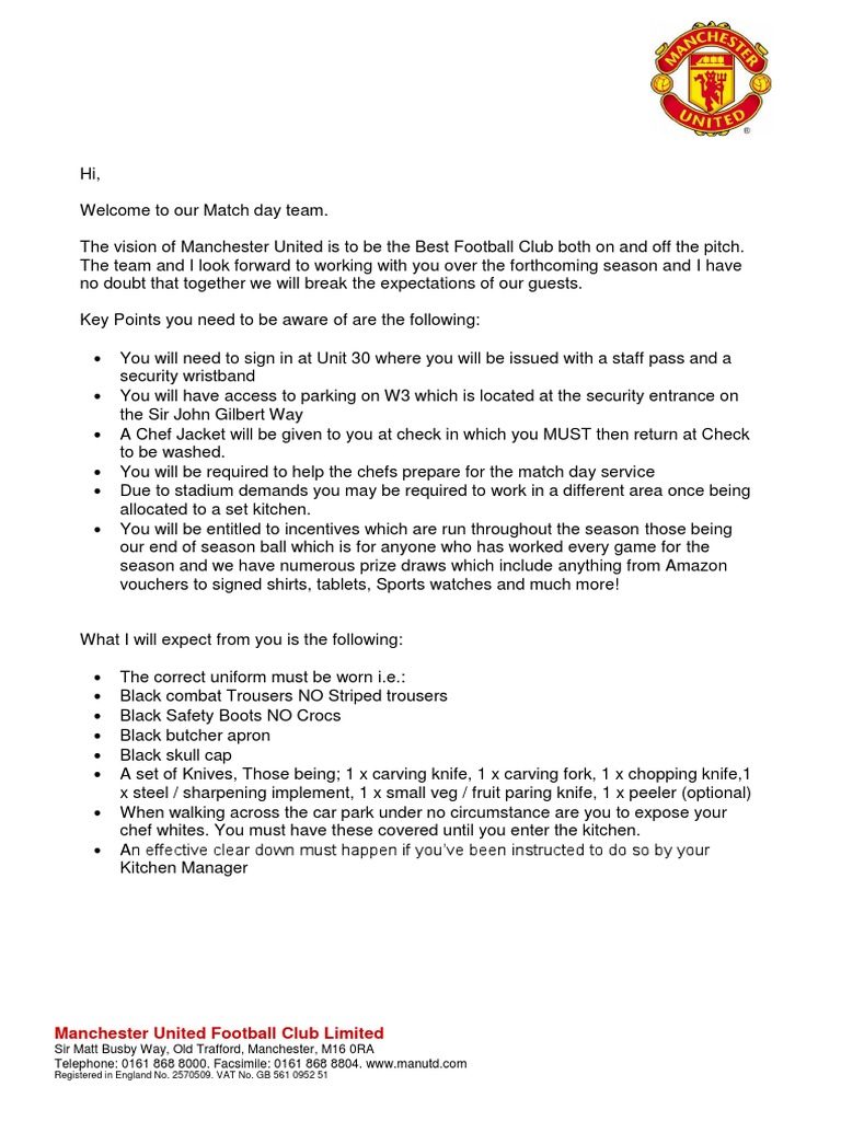 Chef Welcome Letter | Chef | Knife