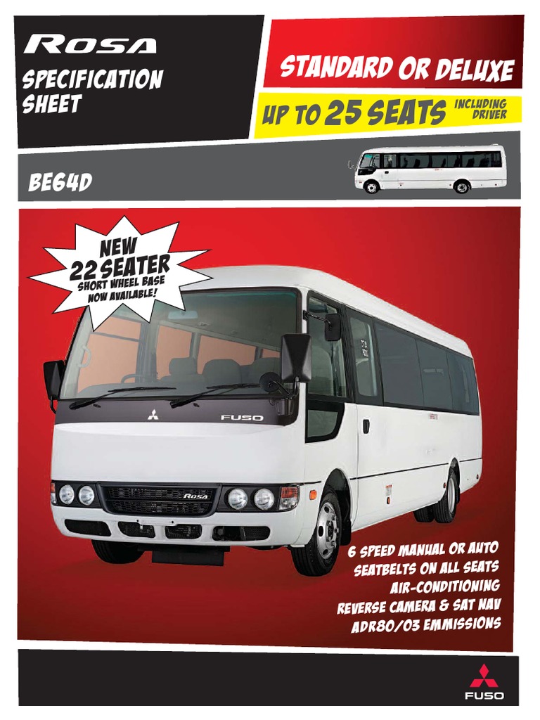 Rosa Buses Specs | PDF | Seat Belt | Steering