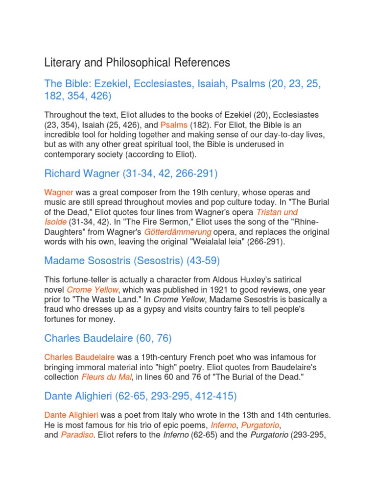 Allusion of The Waste Land | Download Free PDF | Divine Comedy | T. S ...