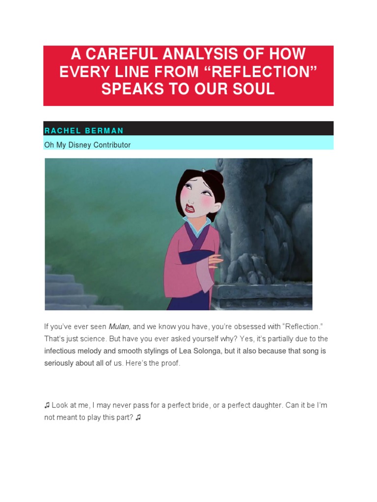 A Careful Analysis of Reflection From Mulan | PDF | Poetry