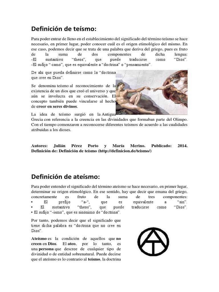 Definición de Teísmo Filosofia Jeancarlo | PDF | Agnosticismo | Ateísmo