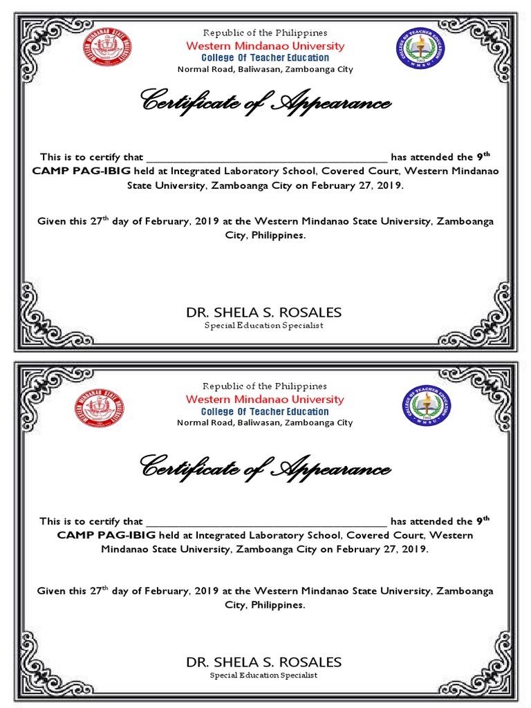 Cert of Appearance | PDF