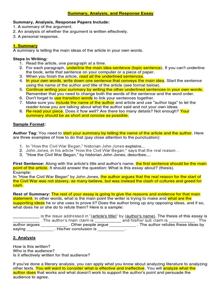 Summary, Analysis, Response Essay | PDF | Essays | Gender