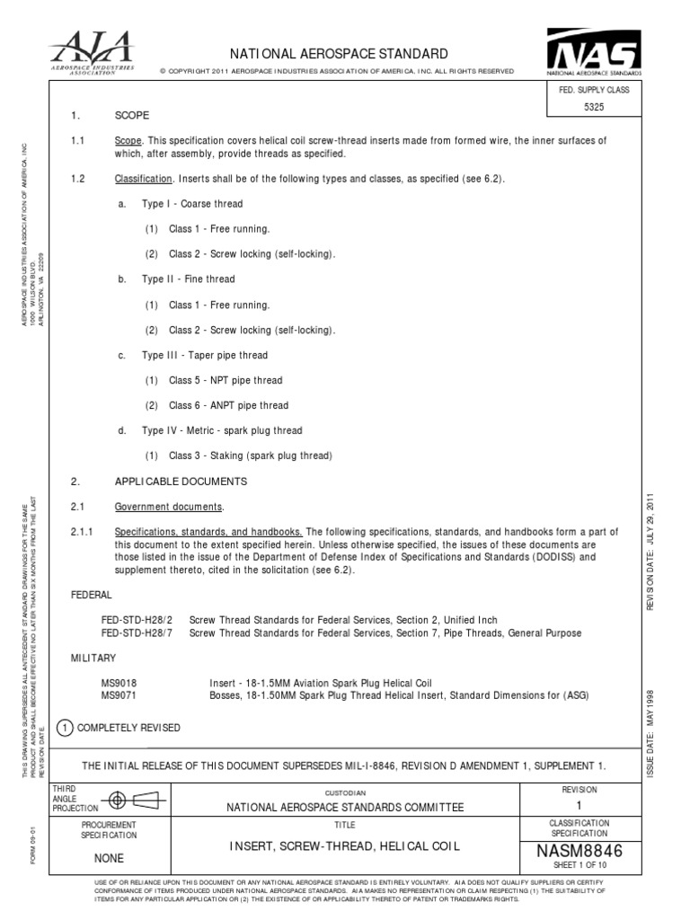 Nasm8846 Rev 1 | PDF | Screw | Specification (Technical Standard)