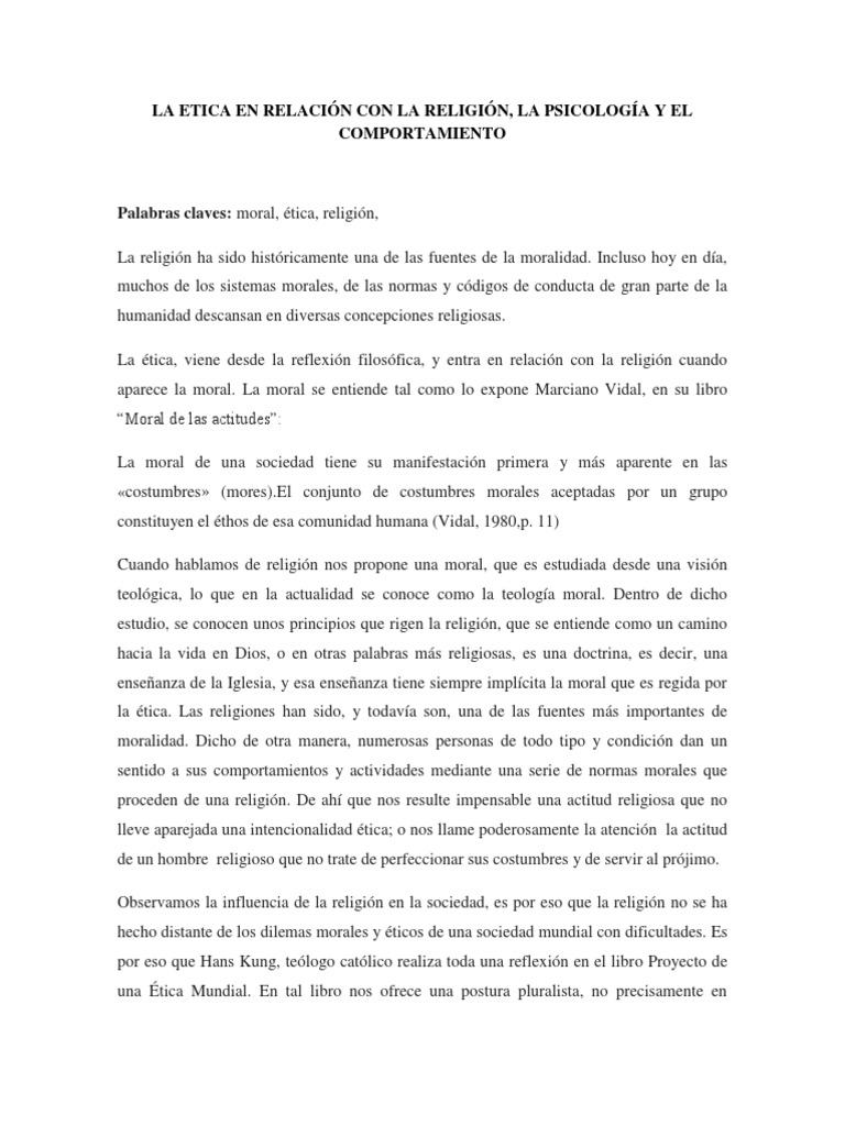 La Etica en Relación Con La Religión | PDF | Moralidad | Teorías ...