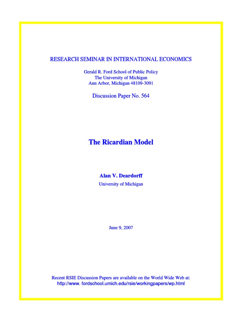 Ricardian Model | PDF | Comparative Advantage | Supply And Demand