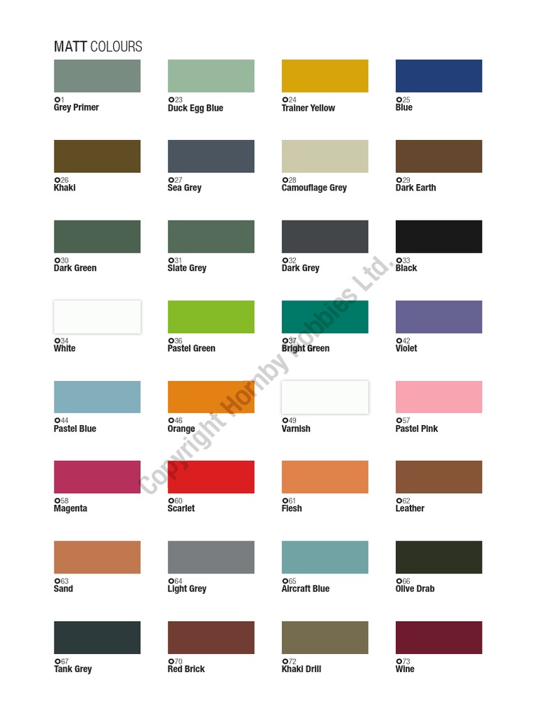 Humbrol Enamel Paint Color Chart | PDF | Blue | Green