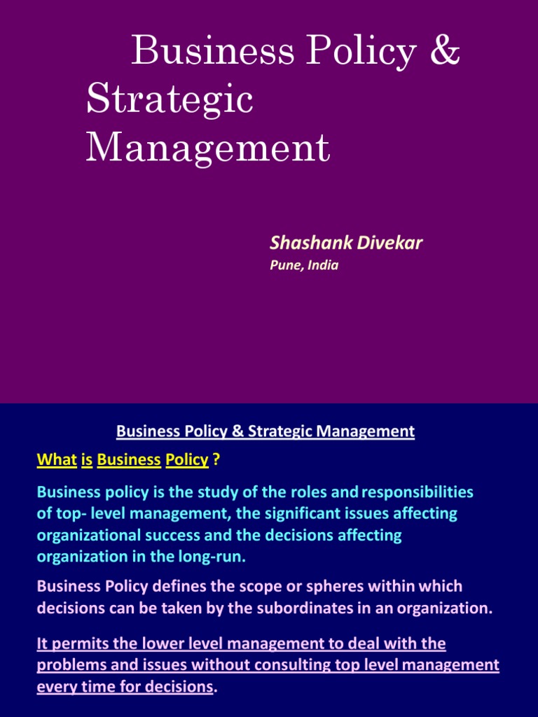 Business Policy & Strategic Management | Download Free PDF | Strategic ...