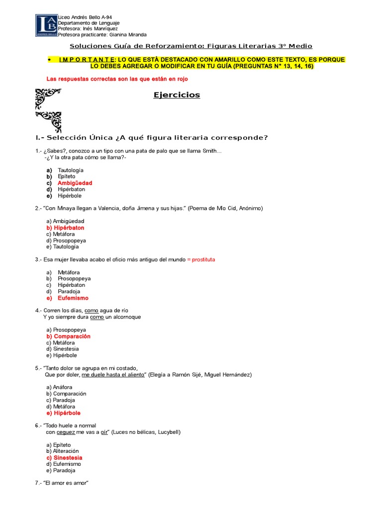 Para Evaluar Figuras Literarias | PDF | Tecnicas literarias | Recursos poéticos