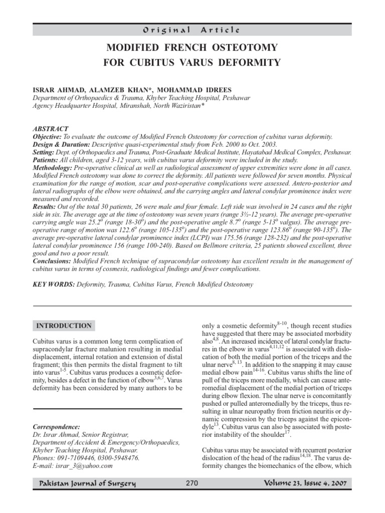 Modified French Osteotomy | PDF | Elbow | Human Anatomy