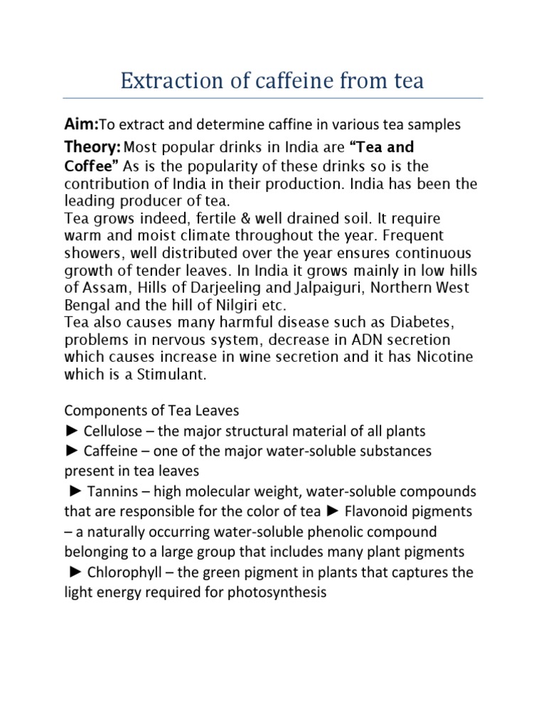 Extraction of Caffiene From Tea | PDF | Caffeine | Filtration