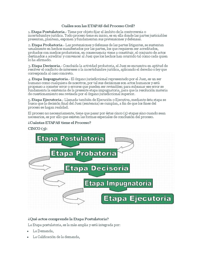 Etapas Del Proceso Civil | PDF | Ley procesal | Demanda judicial
