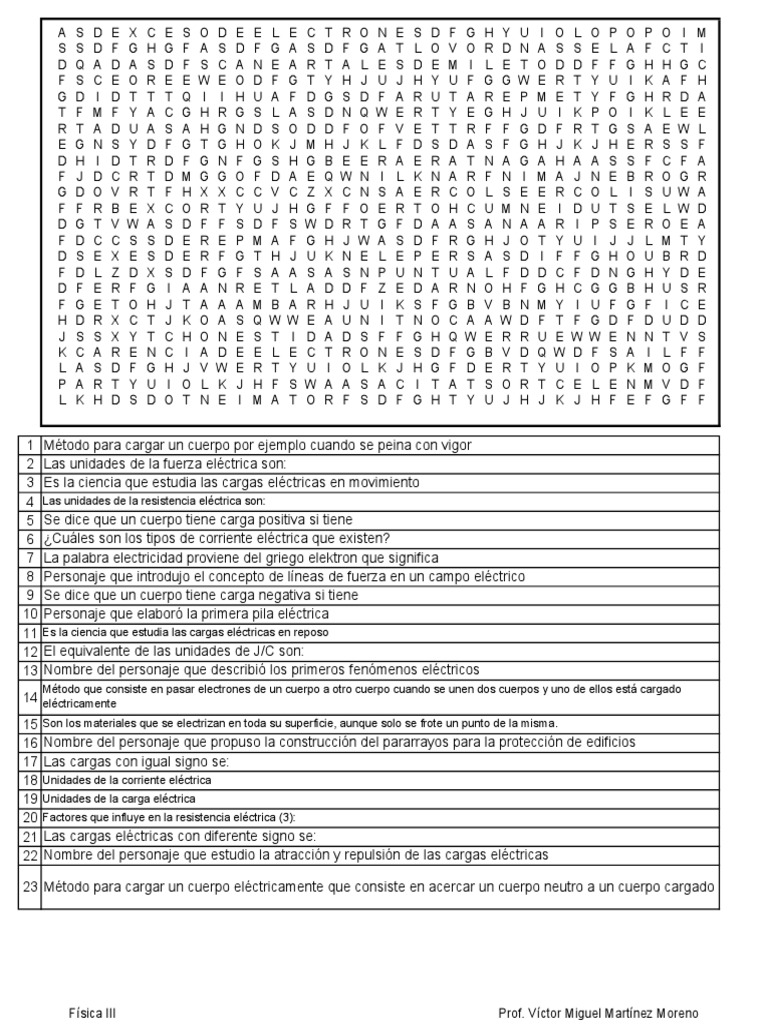 Sopa de Letras | PDF | Carga eléctrica | Electricidad