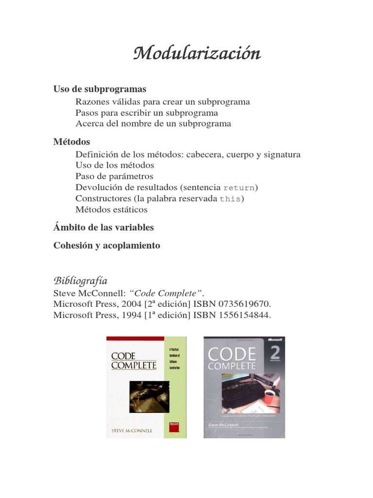Modularización | PDF | Objeto (informática) | Java (lenguaje de programación)