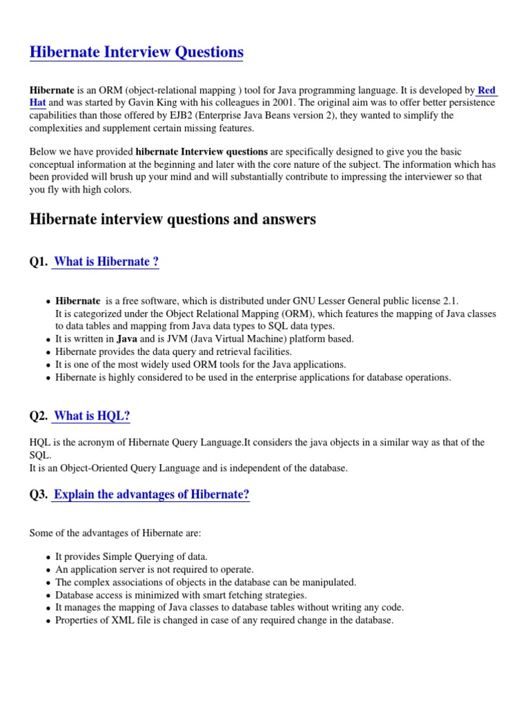 Hibernate Interview Questions Answers | PDF | Object Relational Mapping | Databases