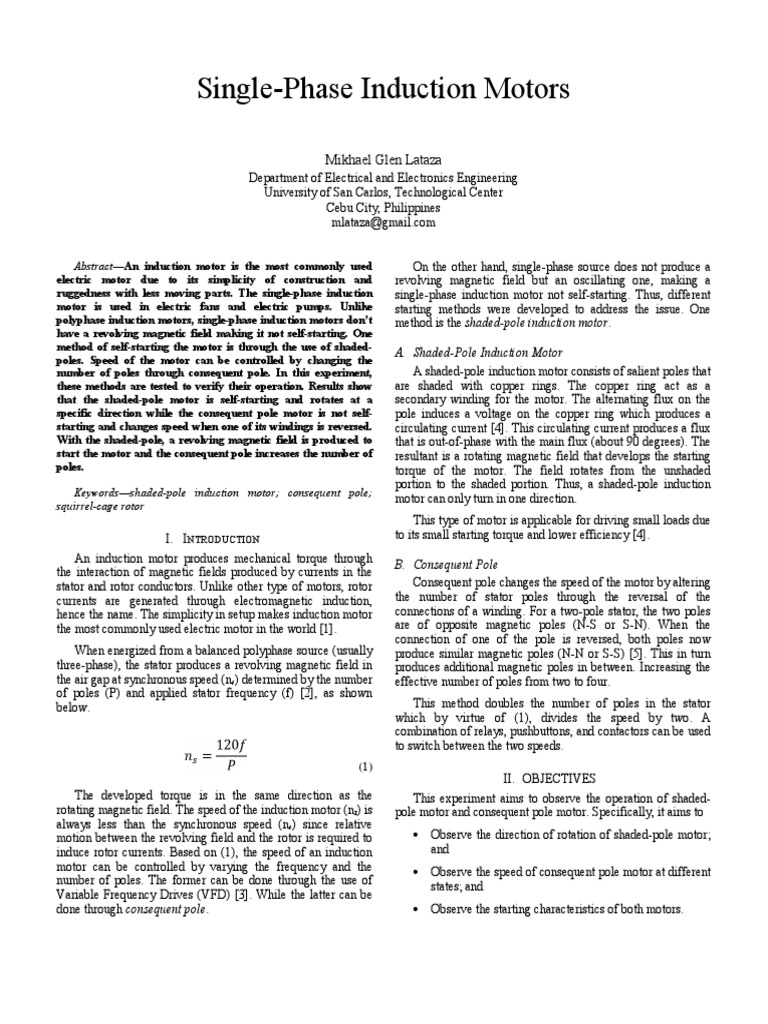 Single-Phase Induction Motors | PDF | Electric Motor | Electromagnetic ...