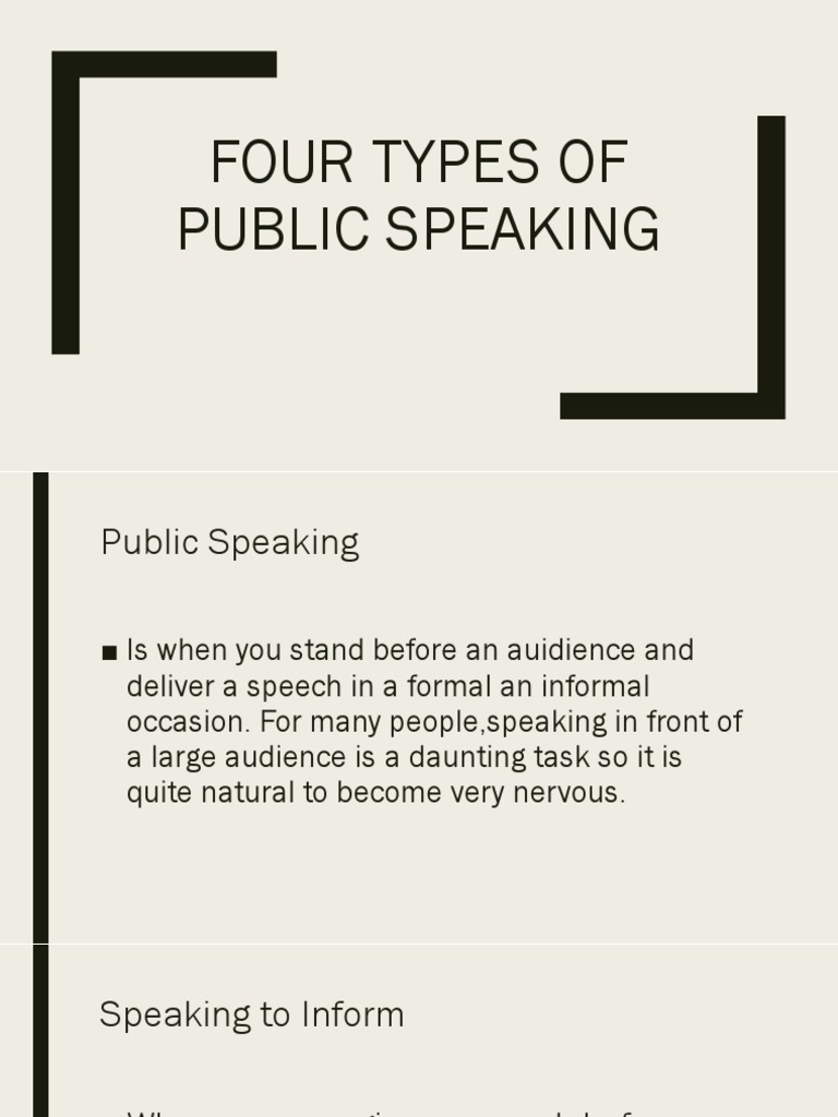 Four Types of Public Speaking Explained | PDF | Career & Growth