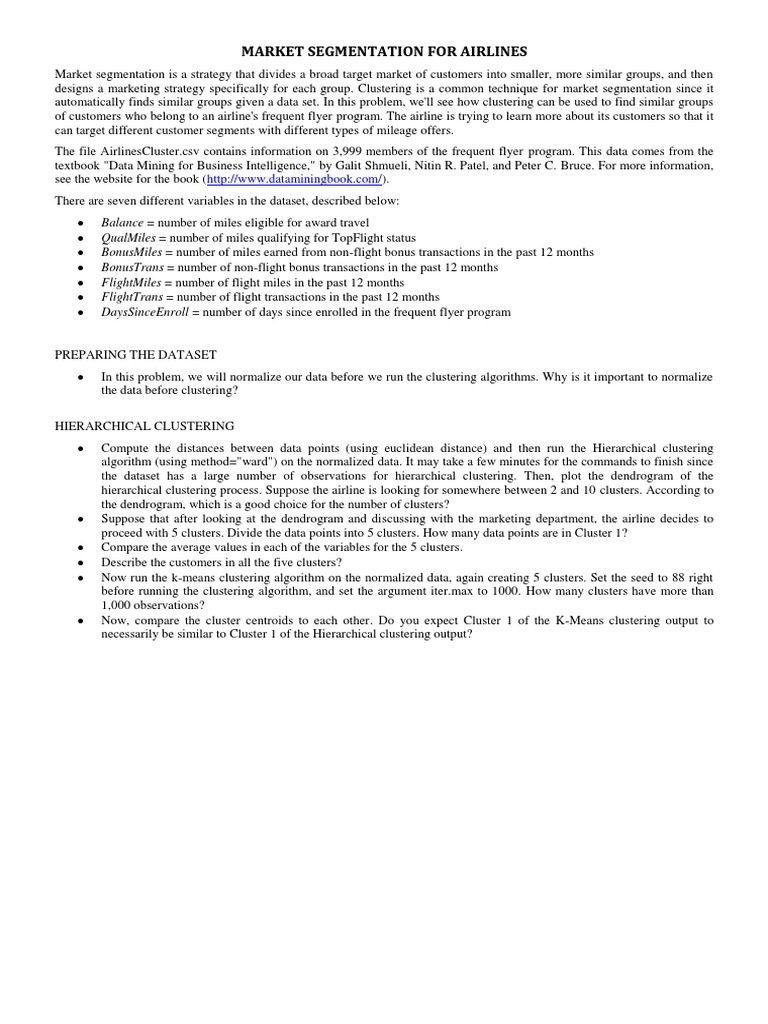 Market Segmentation For Airlines | PDF | Cluster Analysis | Frequent ...